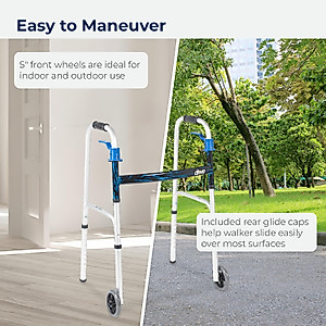 Drive Medical 10226-1 Trigger Release Folding Walker, Brushed Steel