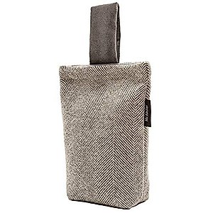 McAlister Textiles Unfilled Herringbone Charcoal Grey Doorstop Decorative Fabric Doorstopper for All Doors Machine Washable 8x7 Inches