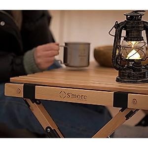 S'more Folding Picnic Table, Portable Camping Table with Carry Bag, Wood Outdoor Table for Picnic, Camping, Travel, Party, Beach, Garden, Patio, gailgating, BBQ,Easy to Assembly (M Size-90cm)