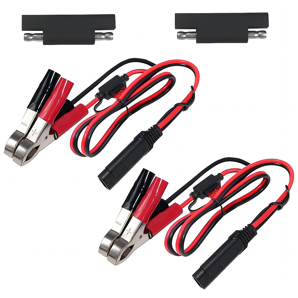 SAE to Battery Alligator Clip - KUNCAN 1.5FT 12V SAE 2Pin Quick Disconnect Cable SAE to Battery Clamp Cord 7.5A Fuse (2 Pack)