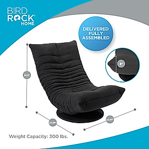 BIRDROCK HOME Swivel Floor Chair for Adults & Kids - 360-Degree Rotating Lounge Chair - 8" Thick Cushion Banana Chair Foldable & Comfy Back Support Seat for Gaming Reading Watching Relaxing - Charcoal