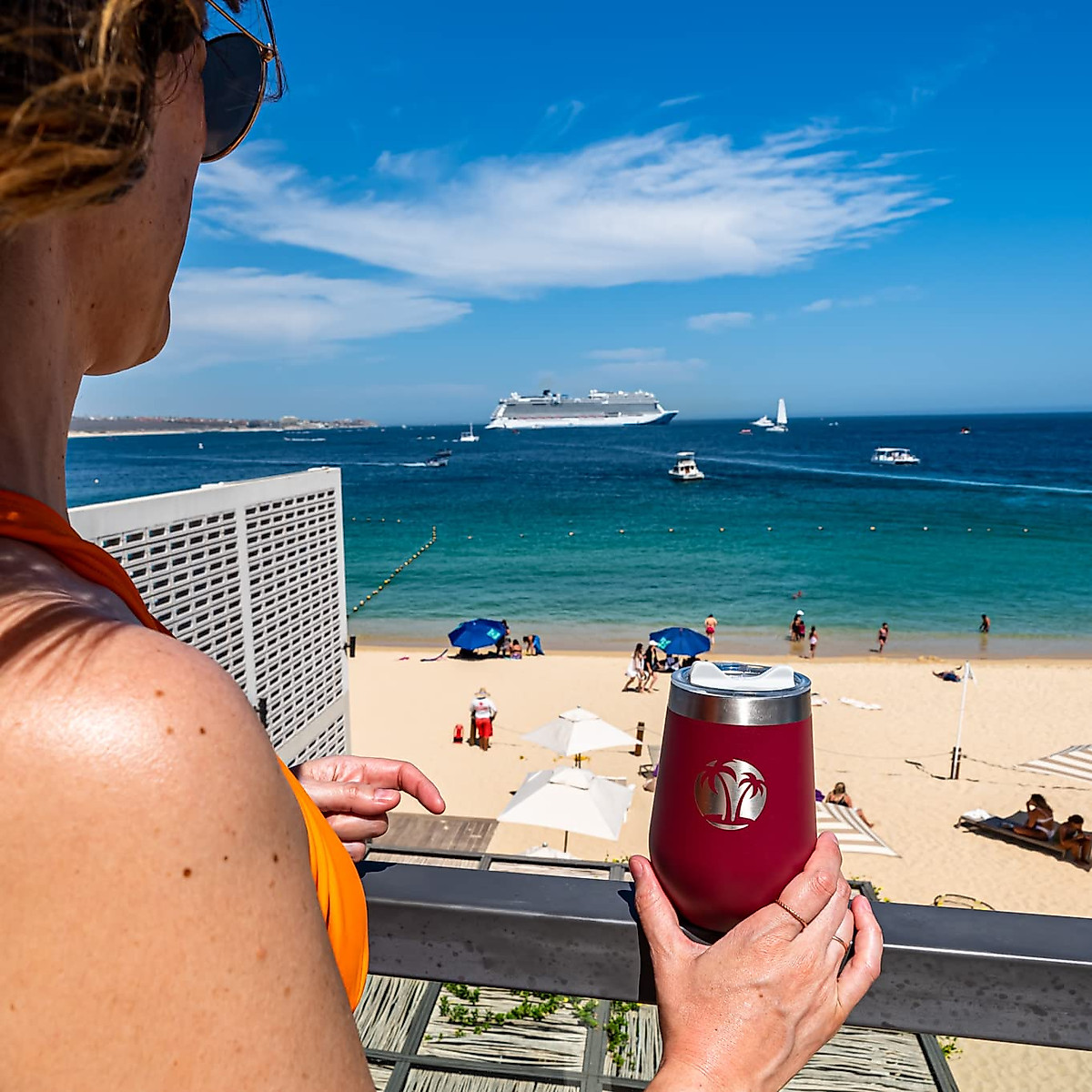 Tempercraft 12 oz Vacuum Insulated Stainless Steel Wine Tumbler with Lid | Laser Engraved Custom Options | Doubled-Walled Stemless Travel Wine Glass (Burgundy - Blank)