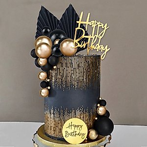 25 PCS Birthday Cake Topper Set, Acrylic Happy Birthday Cake Toppers Numbers 0-9 Crown Cake Topper Ball Shaped Cake Insert Toppers Birthday Cake Decorations for Children or Adults (Style 2)