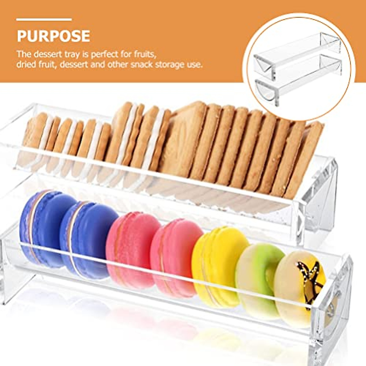 iplusmile Serving Trays Clear Tray for Serving, 2 Pack Biscuit Holder for Serving Trays, Food Display Dish Stand, Acrylic Serving Tray for Party Charcuterie Board Platter (Square) Table Tray