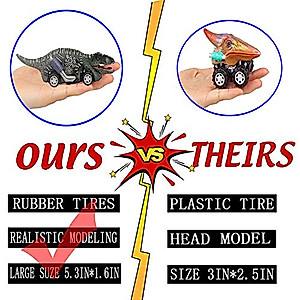 ZHFUYS Dinosaur Toy car,boy Toys Age 3 to 12 Toy Dinosaur 5.3 Inch Toys for 3,4,5,6,7,8,9,10,11,12 Year Old Boys Full-Form Dino car Toy,6 Pack