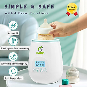 Bubos Bottle Warmer, 4-in -1 Baby Bottle Warmer for Breastmilk, Universal Bottle Support, Auto-Shut Off, BPA Free, Baby Food Jar Included Support, Auto-Shut Off, BPA Free, Baby Food Jar Included