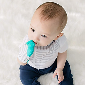 Bazzle Baby Teething Mitt - Silicone Teething Mittens, Teething Toys, Baby Teething Toys, Baby Teething Mitten, Teething Glove, Hand Teethers for Babies - Adjustable Strap (Geo Lines)