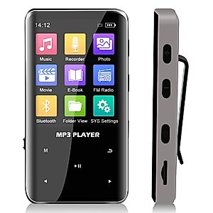 Portable Bluetooth MP3 Player with Clip - Wireless Mini Digital Hifi Lossless sound Music Players with 2.4 '' screen, Wearable Small Black Walkman Audio player with 32GB Memory for Sport and Running