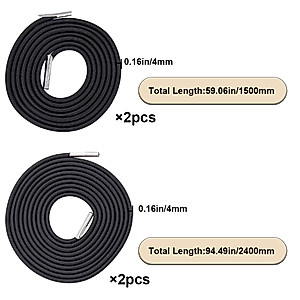 GORGECRAFT 4 Pack Upgraded Black Gravity Chair Replacement Cord Elastic Zero Gravity Patio Recliner Replacement Laces Webbing Bungee Repair Cords for Antigravity Garden Lawn Chair Outdoor Sun Loungers