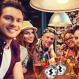 Guiqulai 9 Pcs Disco Ball Cups,20 Oz Tumbler Disco Flash Ball Cups,Reusable Spherical Cocktail Cups with Lid and Straw,Silver Disco Wine Cups for Nightclub Disco Bar Party Decor(9Pcs)