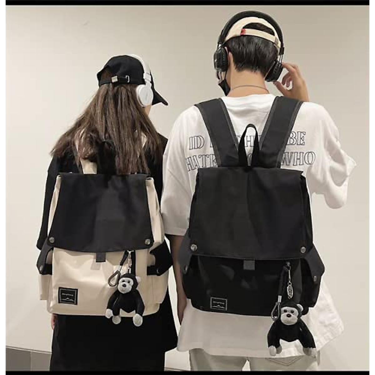 KOWVOWZ Casual Backpacks Campus High School Students Boys and Girls Student Bags Flip Simple Student Bags Japanese Harajuku Backpacks (white)