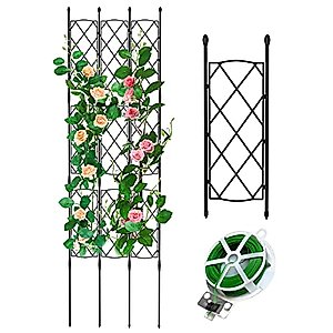 MYard Upgraded Garden Trellis for Climbing Plants, 64"x18" Plant Frame for Potted Plants with Twist Tie, Plant Support Screen Trellis for Flowers Vine Vegetable Indoor Outdoor