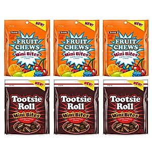 Tootsie Mini Bites Snack Peak Gift Box; 6 (9 oz) bags – Original and Fruit Chews