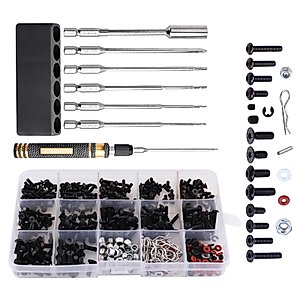 HobbyPark RC Car Screws Kit 530pcs & Tools Screw Driver Set 1/4 inch Hex Handle 1.27/1.5/2.0/2.5mm Hex Nut Driver 7mm Phillips Bit
