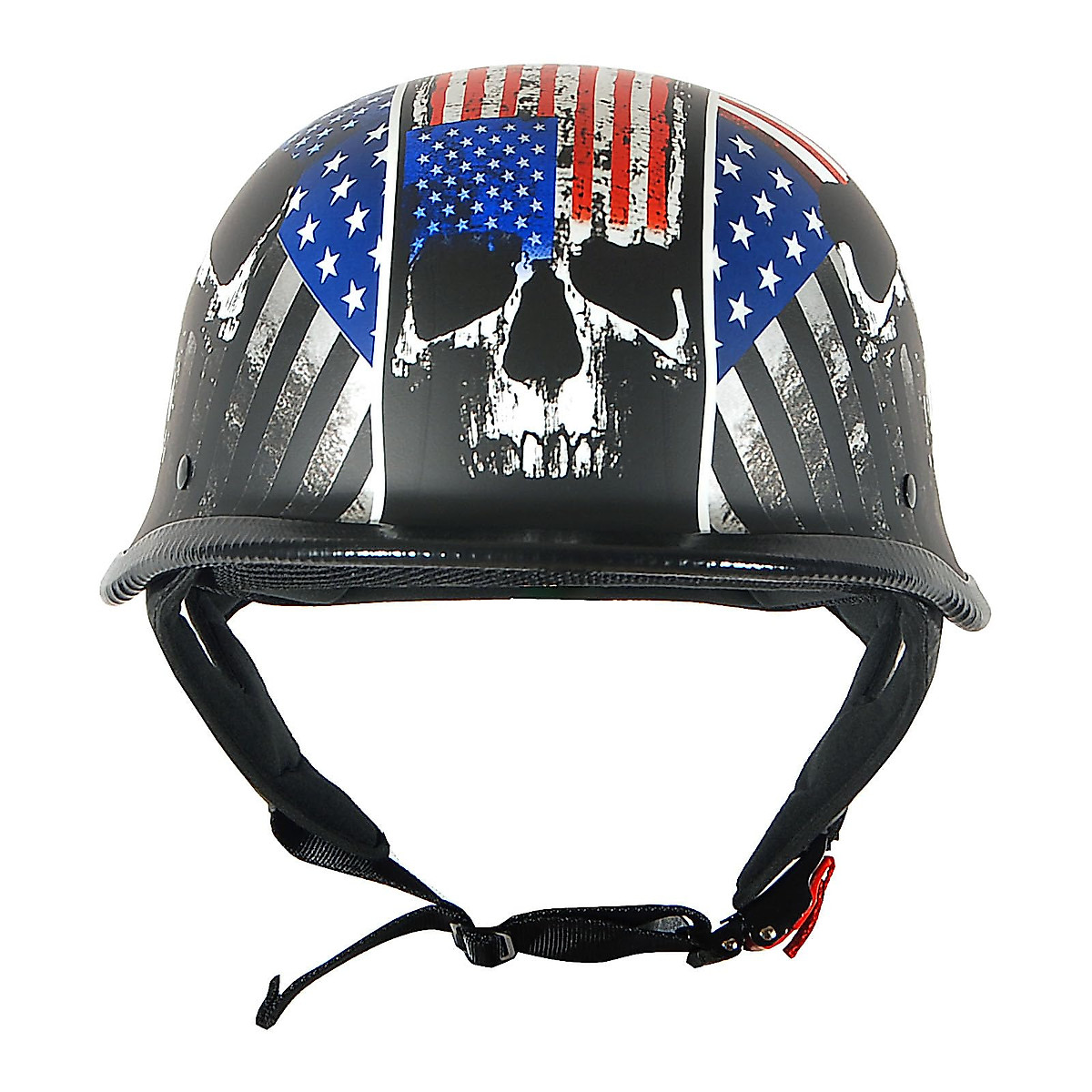 1Storm Novelty Motorcycle Half Face Helmet Open German Style DOT Approved: HKY602 Flag Skull