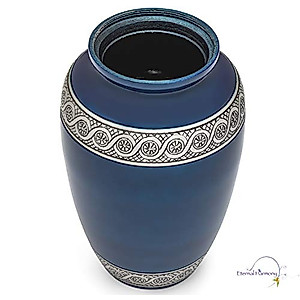 Eternal Harmony Cremation Urn for Human Ashes | Memorial Urn Carefully Handcrafted with Elegant Finishes to Honor and Remember Your Loved One | Adult Urn Large Size with Beautiful Velvet Bag (Blue)