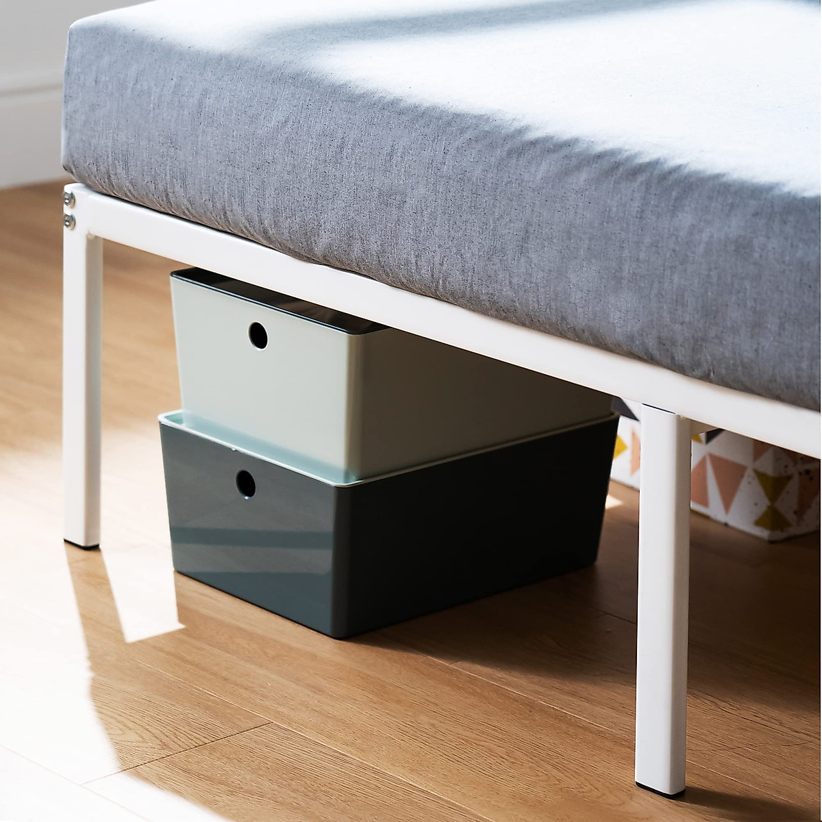 Best Price Mattress 14 Inch Simply Sturdy Metal Platform Bed, White-Queen