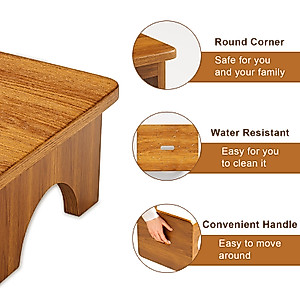 Kzeirm Wooden Step Stool, 6.5" Acacia Wood Step Stool, Step Stools for Adults Kids with 500 lbs Capacity, Bed Steps for High Beds, Small Step Stool for Bathroom Kitchen, Platform Stepping Foot Stool