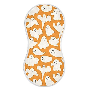 vvfelixl Muslin Burp Cloths Doodle Cute Ghosts Haloween Baby Washcloths for Baby Girl Boys 2 Pack Orange