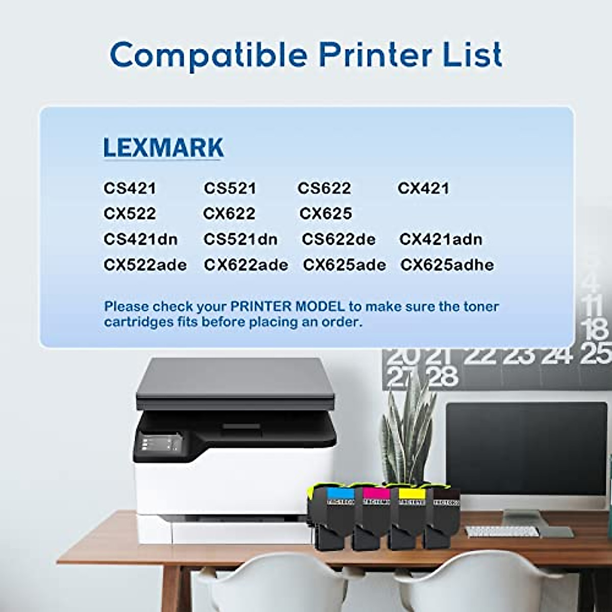 RAKUNI Remanufactured Toner Cartridge Replacement for Lexmark CS421dn CS521dn CS622de CS421 CS521 CS622 CX421 CX522 CX622 CX625 78C10K0 78C10C0 78C10M0 78C10Y0 (4-Pack)