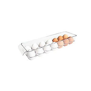 Kitchen Spaces KSEG12-AMZ Egg Tray 14pc Stackable Food Storage Organizer for Refrigerator, 14.5" x 3" x 4.5", Clear