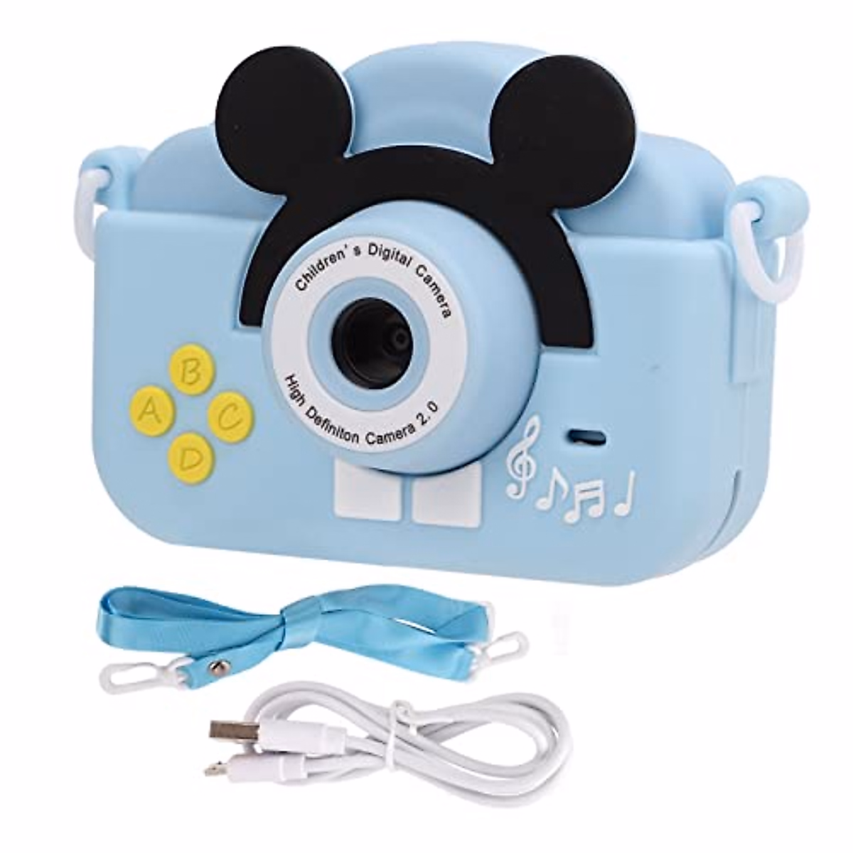 Shanrya Kids Photo Video Camera, 600mAh Rechargeable 2MP Kids Cartoon Camera Toy Multifunctional for Gifts(Sky Blue)