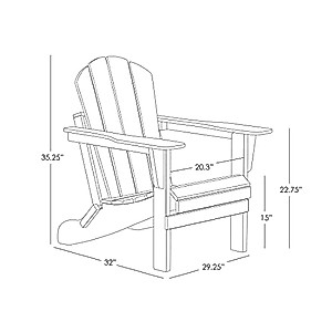 WO Home Furniture Adirondack Chair Lounger Outdoor Folding for Fire Pit, Beach, Balcony, Backyard, Lawn, Patio, Pool, Deck, Garden (Dark Green)