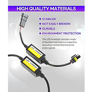 RACOONA LED Headlight Decoder, H13/9008 H1/H3 H11/H8/H9 9006/HB4/9012 Warning Error Decoder Canceller Capacitors Resistor,Car Accessories Anti Flicker Harness for LED Headlight Systems (9006/HB4/9012)
