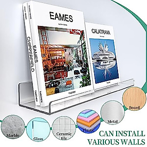 BTSD-home 6 Pack 15'' Clear Acrylic Shelves for Wall, Acrylic Wall Shelves Invisible Mounted Display Ledge Kids Bookshelf for Bathroom, Living Room, Bedroom, Kitchen, Study