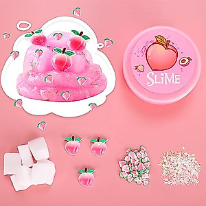 GOHEYI 2 Packs Jelly Cube Crunchy Slime, Pink Peach and Blue Blueberries Soft Non-Stick Slime Kit, Birthday Gift DIY Crystal Glue Boba Slime Party Favor for Girls Boys Kids