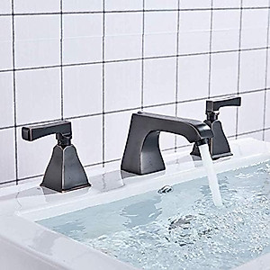Kitchen Taps Faucet Black Bronze Bathroom Basin Faucet Deck Mounted Spread 3 Holes Bathtub Sink Mixer Tap Dual Handle Chrome Basin Crane Tap