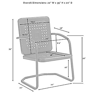 Crosley Furniture Bates 2-Piece Outdoor Chair Set, Retro Metal Patio Chairs for Dining, Porch, Deck, Balcony, Navy Gloss
