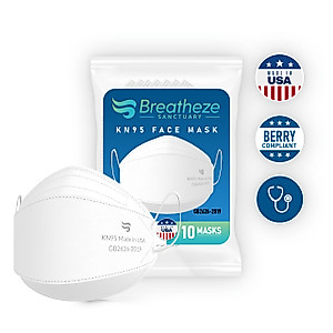 Breatheze KN95 Face Masks Made In USA FDA Registered - Disposable KN95 Mask - 3D Style White 25-pack