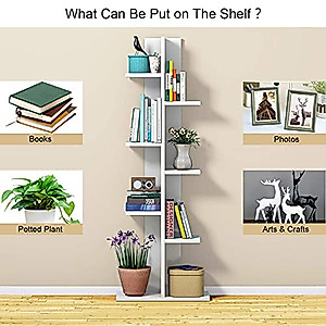 Giantex 7-Tier Bookshelf, Multipurpose Storage Shelf Space-Saving Bookcase Wood Display Shelf Stand for Books Photos Artwork, Pot Plant, Storage Holder Rack w/ 8 Open Well-Arranged Shelves, White