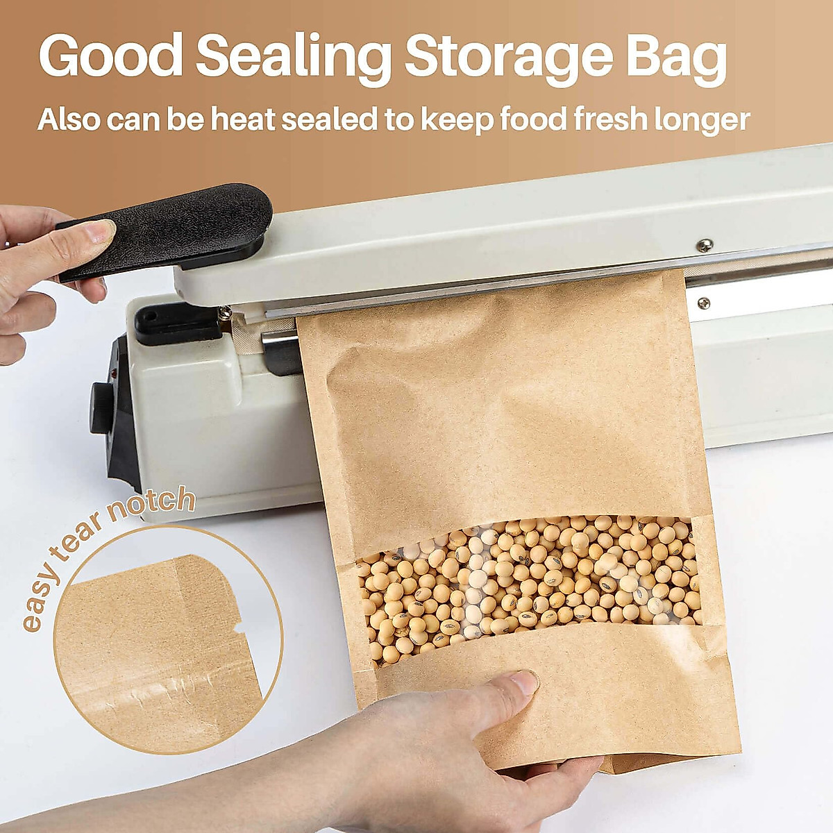 MAQIHAN 24 Stand Up Pouches Bags - 7"×10" Resealable Ziplock Kraft Paper Bags with Window Food Packaging Homemade Bagel Bread Cookie Candy Tea Herb Spice Coffee Jerky Dog Treat Bags Small Business