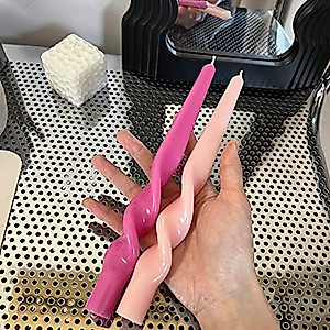 PAMELIFE Spiral Taper Candles - Set of 6 Twisted Candle 9.5 Inch Tall for Home Decoration Holiday Wedding Party(Pink)