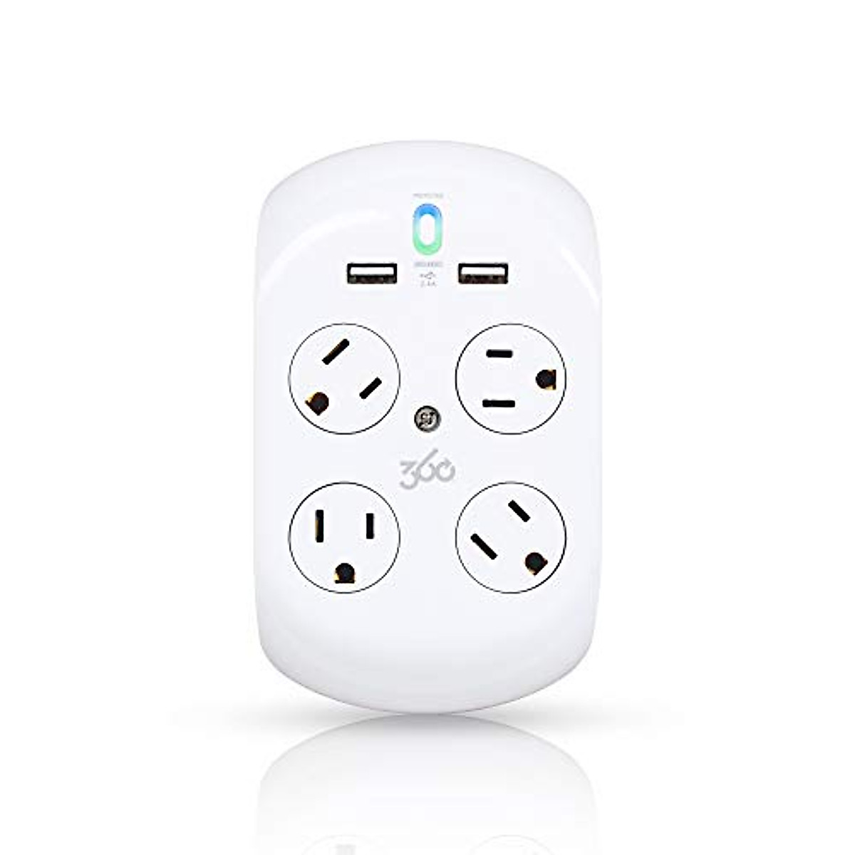 Revolve 2.4 4-Outlet Rotating Surge Tap w/ 2.4A 2-Port USB