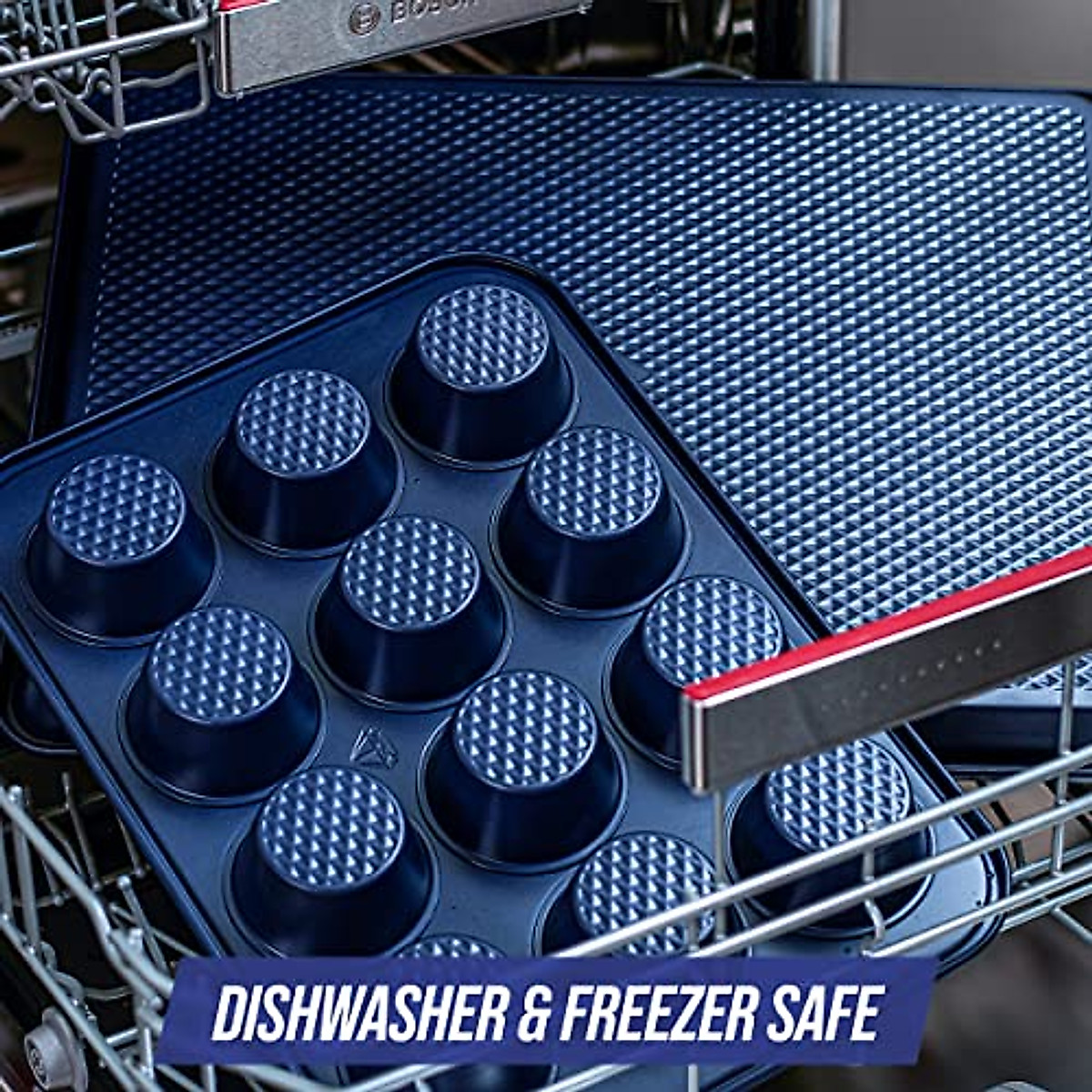 Blue Diamond Bakeware Diamond Infused Ceramic Nonstick, 18" x 13" Half Cookie Sheet Baking Pan, Dishwasher and Freezer Safe, PFAS-Free, Blue