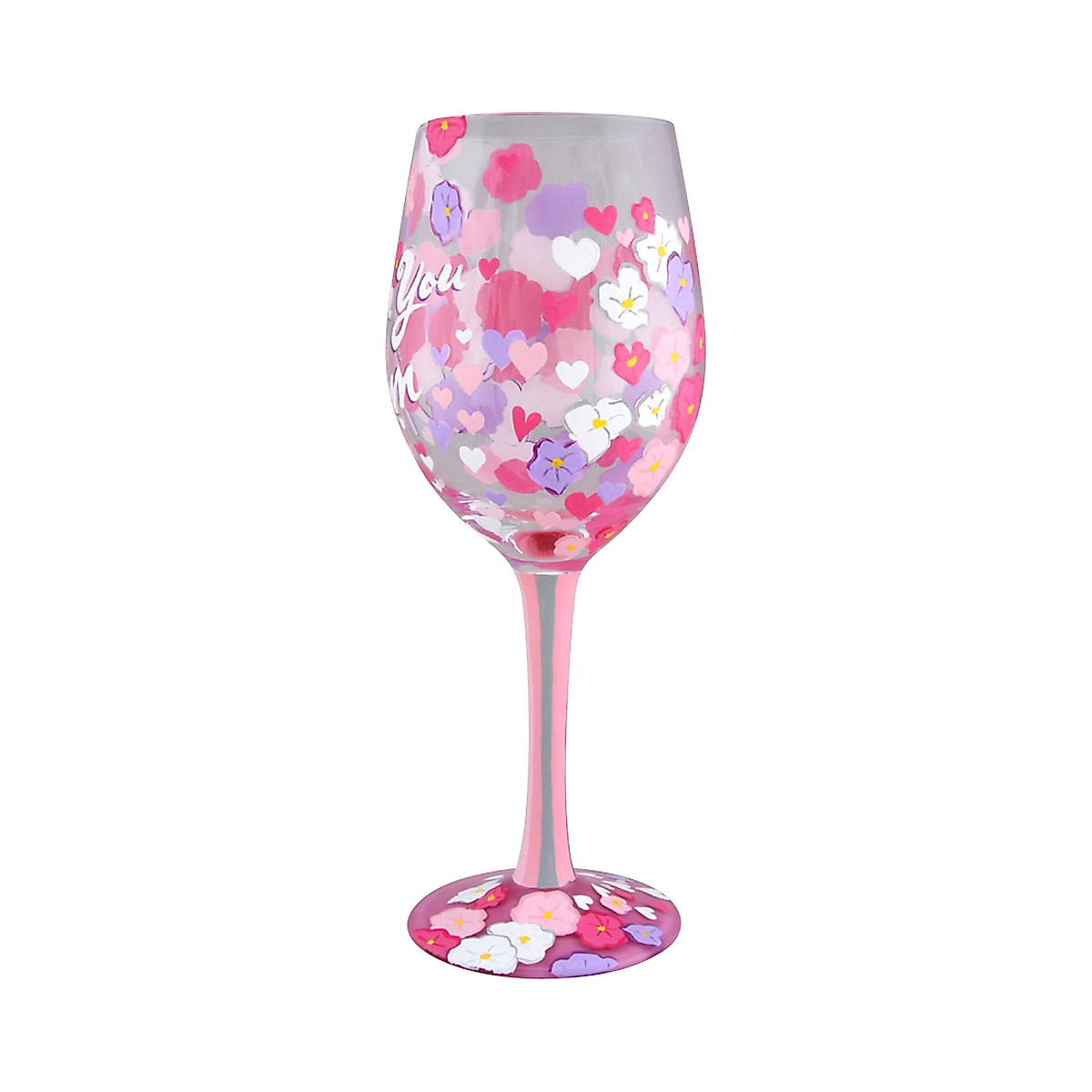 Enesco Wine Glass I Love You Mom, STD, Multicolor