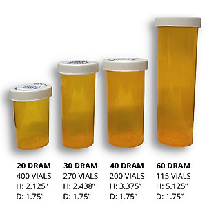 8 Dram Amber Prescription Medicine Vials with Caps - Child Resistant - 410/case