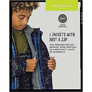 Eddie Bauer Kids' Ski Jacket - Waterproof 3 in 1 Insulated Coat with Removable Shell Jacket for Boys and Girls (3-16), Size 10-12, Black Galaxy