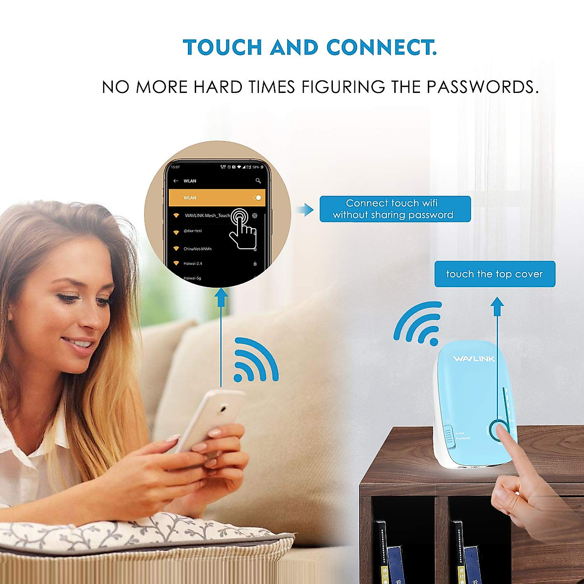 WAVLINK Mesh WiFi System, Dual-Band Gigabit Mesh WiFi Extenders, Up to 4500 Sq.ft., Wall-Mounted Smart Whole Home Wi-Fi Routers with Snooze Light, Built in 4 Antennas. (3-Pack)