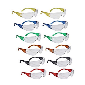 ROAR Assorted Safety Glasses 12 pairs per box Eyewear Protective Glasses Safety Goggle Airsoft Goggle, Strong Impact Resistant Lens for Laboratory, Construction, gardening,Industrial Safety, Craft