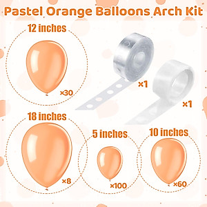 200 Pieces Pastel Orange Balloons Peach Balloons Garland Arch Kit Light Orange Balloons Different Sizes for Birthday Baby Shower Decorations