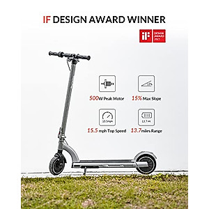 5TH WHEEL M1 Electric Scooter - 13.7 Miles Range & 15.5 MPH, 500W Peak Motor, 8" Inner-Support Tires, Triple Braking System, Foldable Electric Scooter for Adults and Teens, iF Design Award Winner