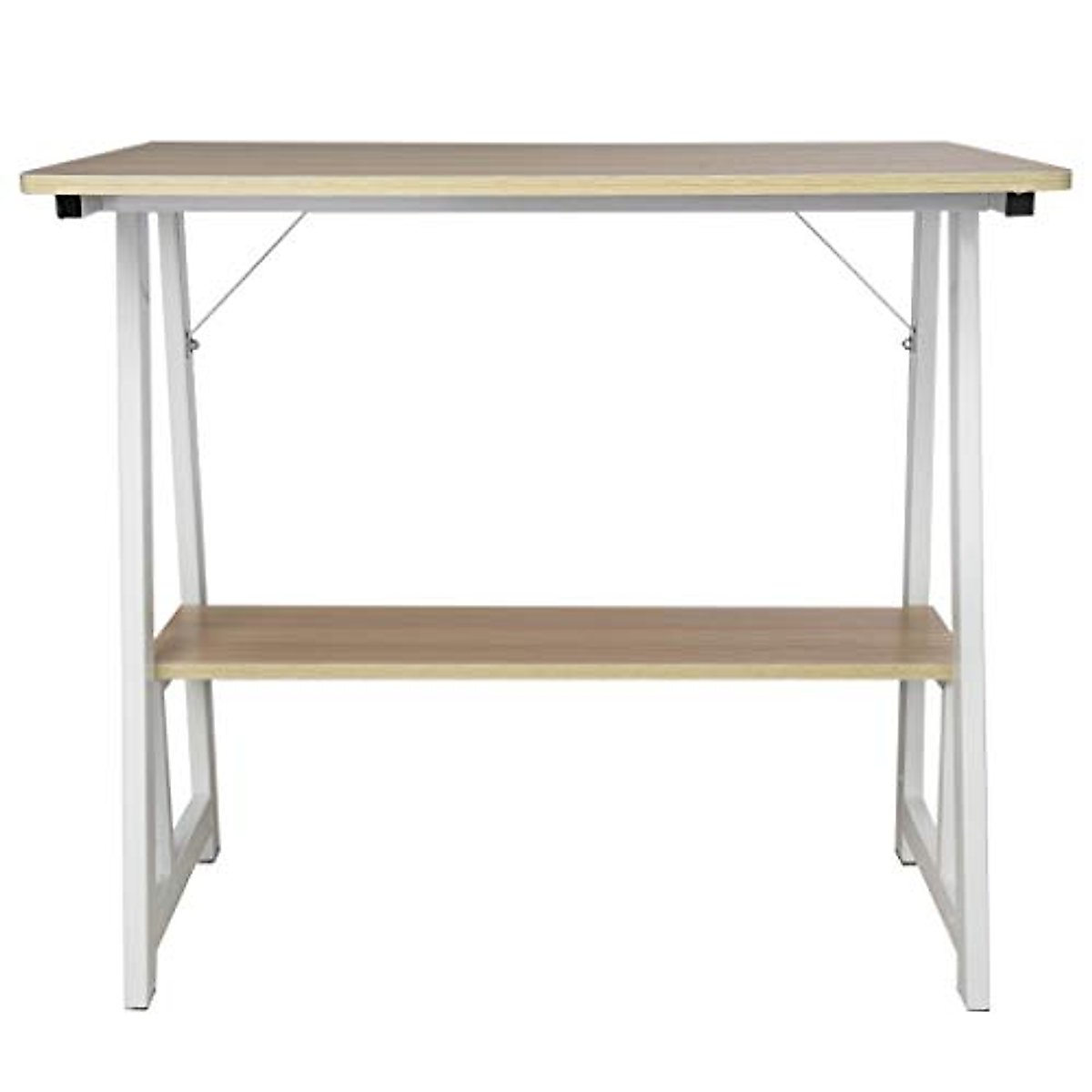 ZHOU2# Desktop Computer Desk with Storage Rack, Home Office Study Writing Table Computer Gaming Table Bedroom Laptop Study Table, Student Bookcase Study Reading Writing Desk PC Laptop Table (Yellow)