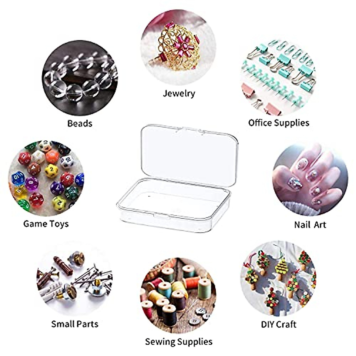 MFDSJ 12Pcs Mini Plastic Storage Containers Box with Lid, 3.5x2.4 Inches Clear Rectangle Box for Collecting Small Items, Beads, Game Pieces, Business Cards, Crafts Accessories