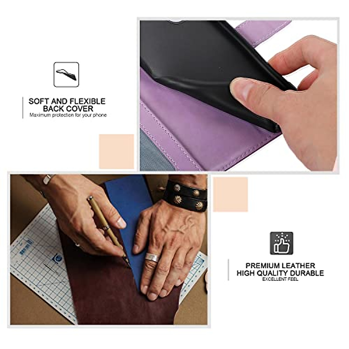 Ateeky iPhone 11 Wallet Case, [Stand Feature] Protective PU Leather Flip Cover with Credit Card Slot[Side Cash Pocket][Magnetic Closure] (Purple)