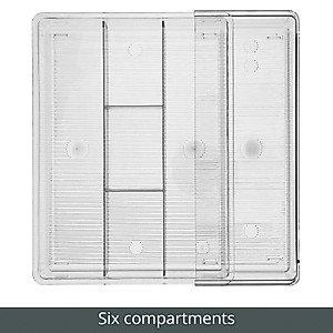 mDesign Adjustable, Expandable Plastic In-Drawer Utensil Organizer Tray Deep 5 Section Divided for Kitchen Organization; Holds Cutlery, Flatware, Silverware, Cooking Utensils, Ligne Collection, Clear