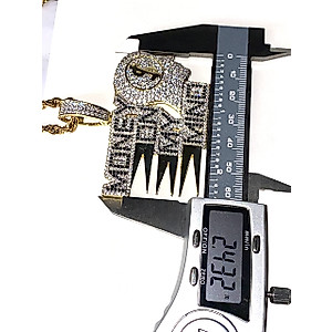 Shop-iGold Mens Womens 14k Gold Finish Jewelry Chain Pendant Set Grillz